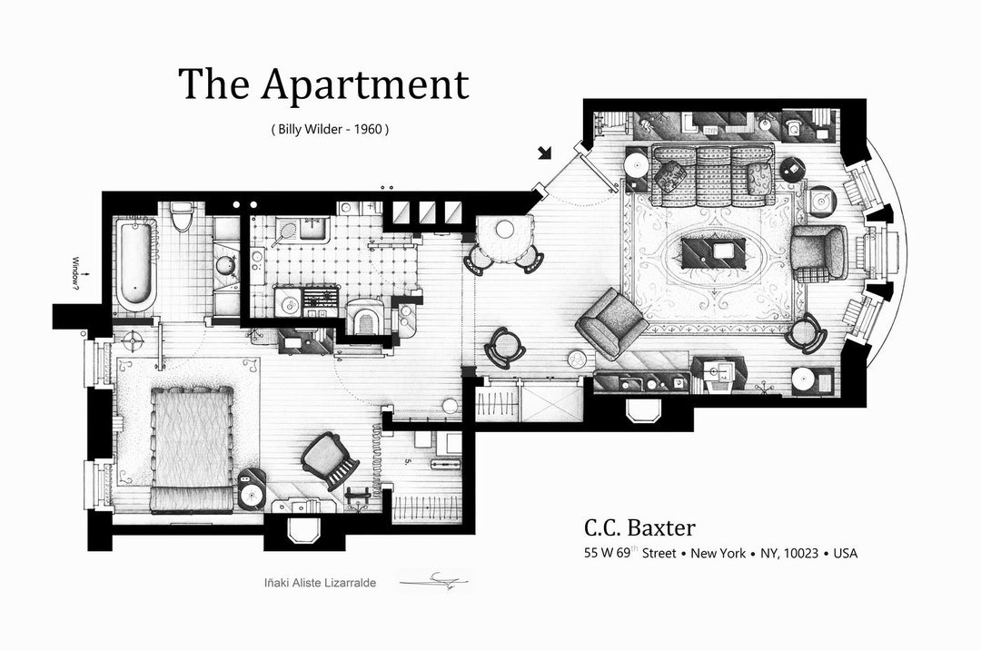 Floorplan of C.C. Baxter's Apartment - Etsy