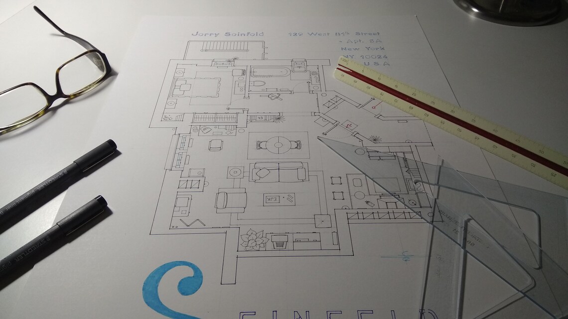 Jerry Seinfeld's Apartment Floorplan From SEINFELD - Etsy