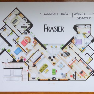Floorplan of the Apartment From FRASIER - Etsy