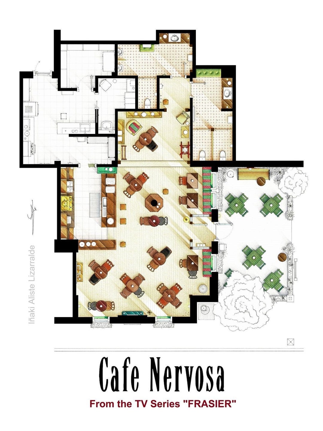 Floorplan of CAFE NERVOSA From "frasier" - Etsy