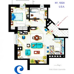 Jerry Seinfeld's Apartment Floorplan from SEINFELD | Etsy