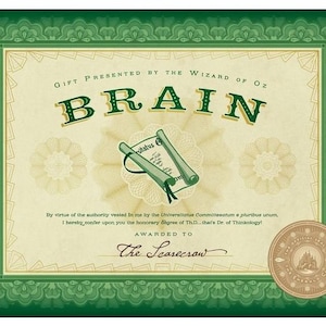 THE WIZARD of OZ Certificate Certifications Diploma - Etsy