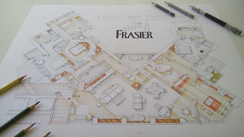 Floorplan of the Apartment From FRASIER - Etsy