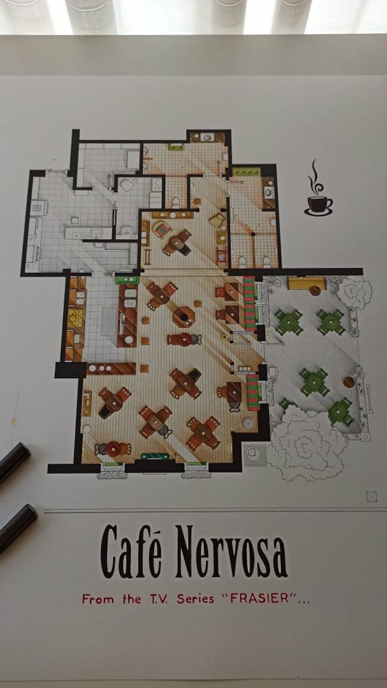 Floorplan of CAFE NERVOSA From frasier - Etsy