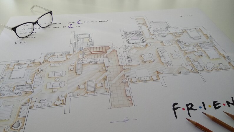 Handmade Floorplan of the Apartments From FRIENDS - Etsy