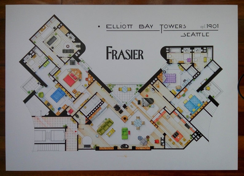 Floorplan of the Apartment From FRASIER - Etsy