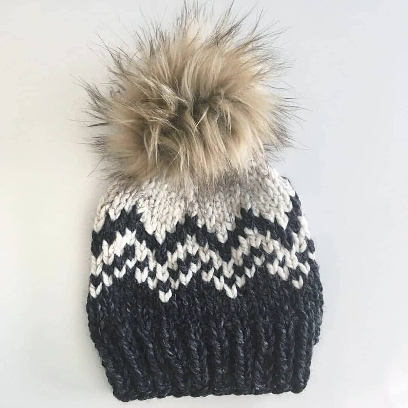 Faded Chevron Classic Toque Knitting PATTERN pattern | Etsy