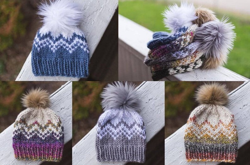 Faded Chevron Classic Toque Knitting PATTERN pattern | Etsy