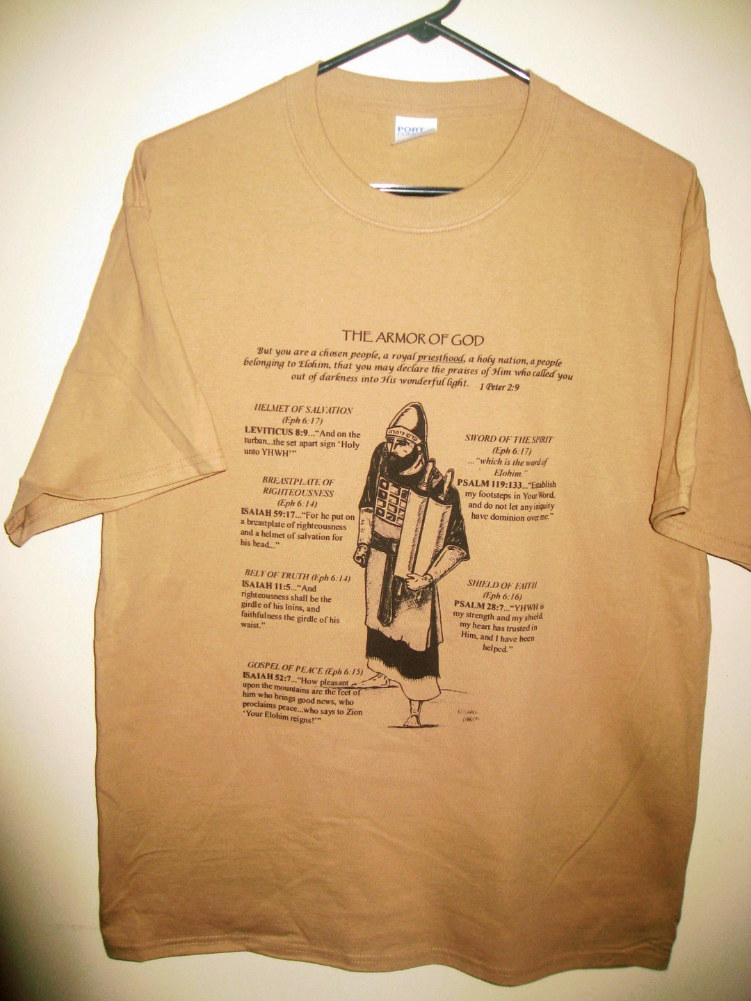 Messianic Christian T-shirt "armor of God" 100% Cotton Short Sleeve ...