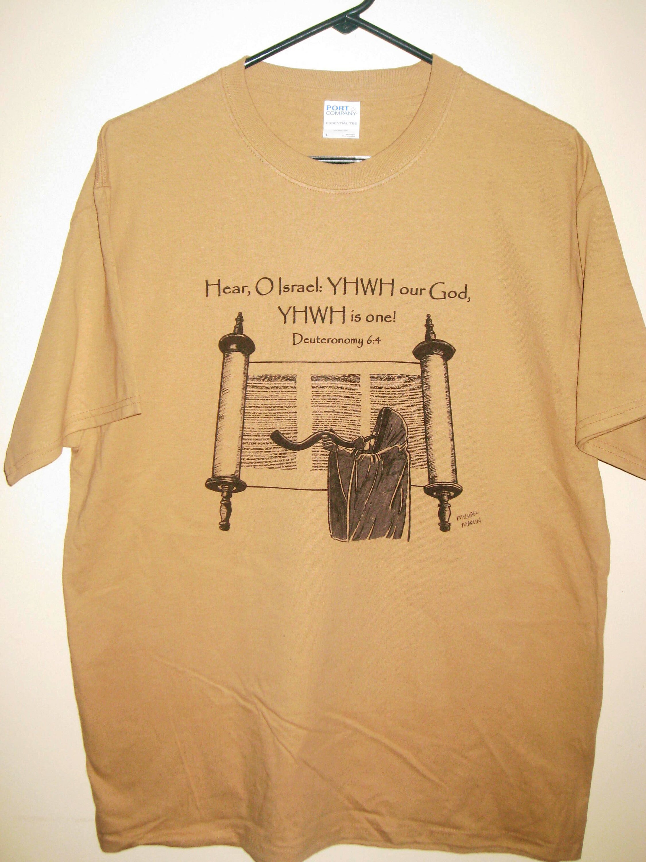 Messianic Christian T-shirt "shema" 100% Cotton Short Sleeve Shirt-sand ...