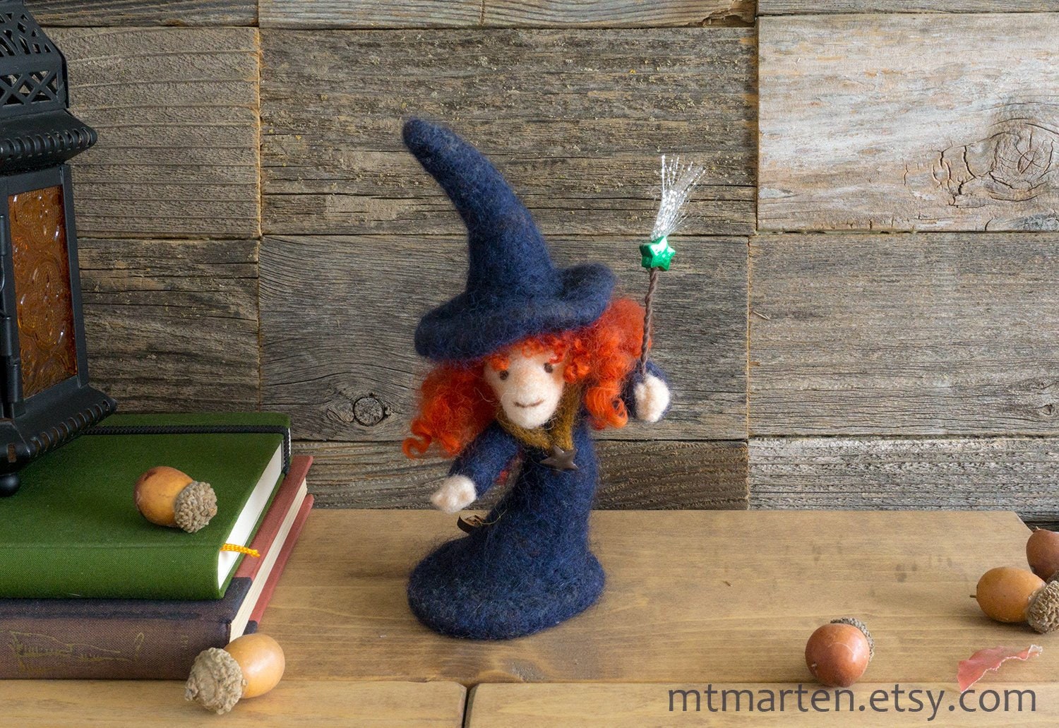 Needle Felted Witch Light Skin Red Hair Halloween - Etsy