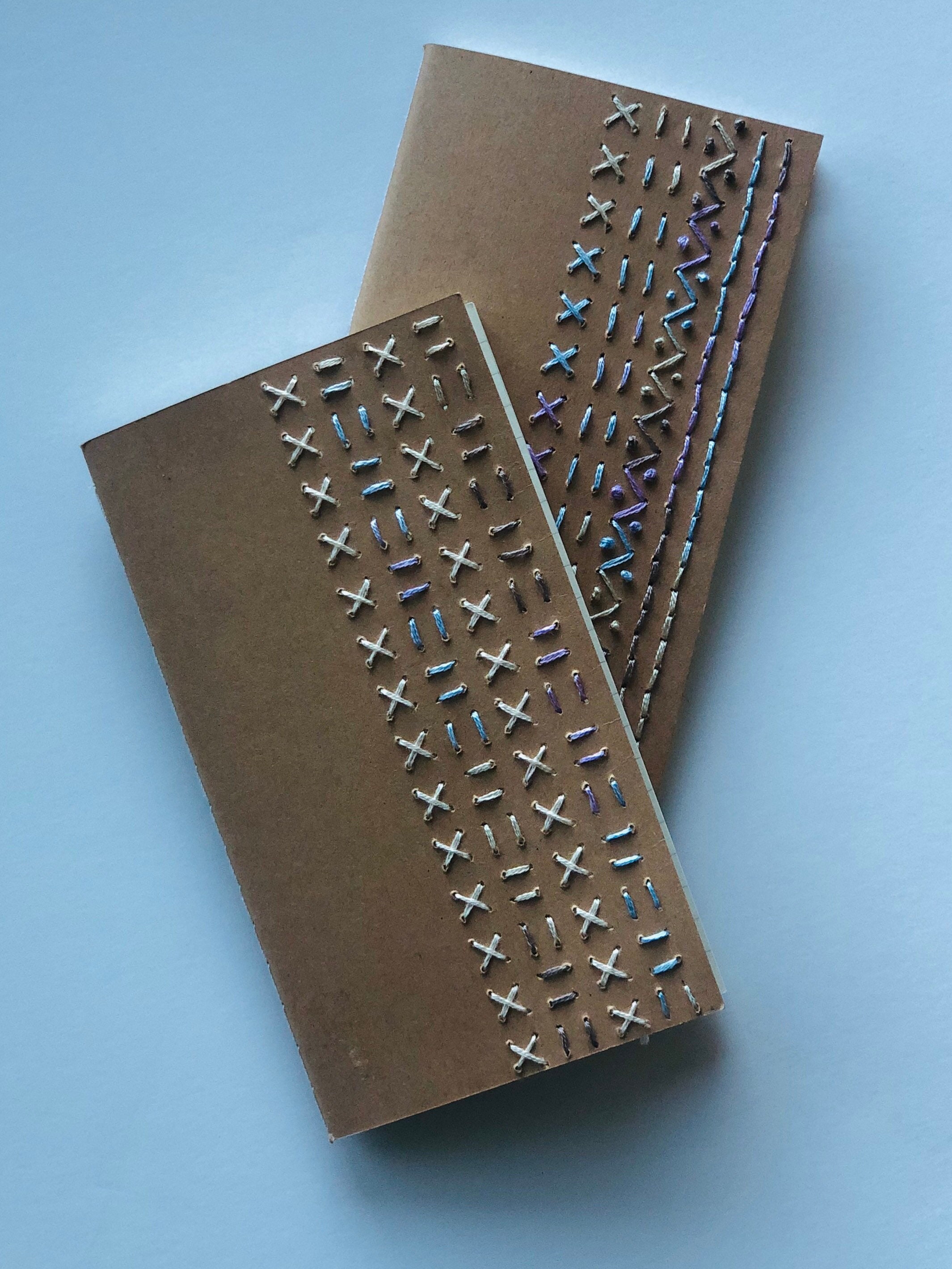 Set of Hand Embroidered Notebooks 3x5.5 Embroidered Journals Unique ...