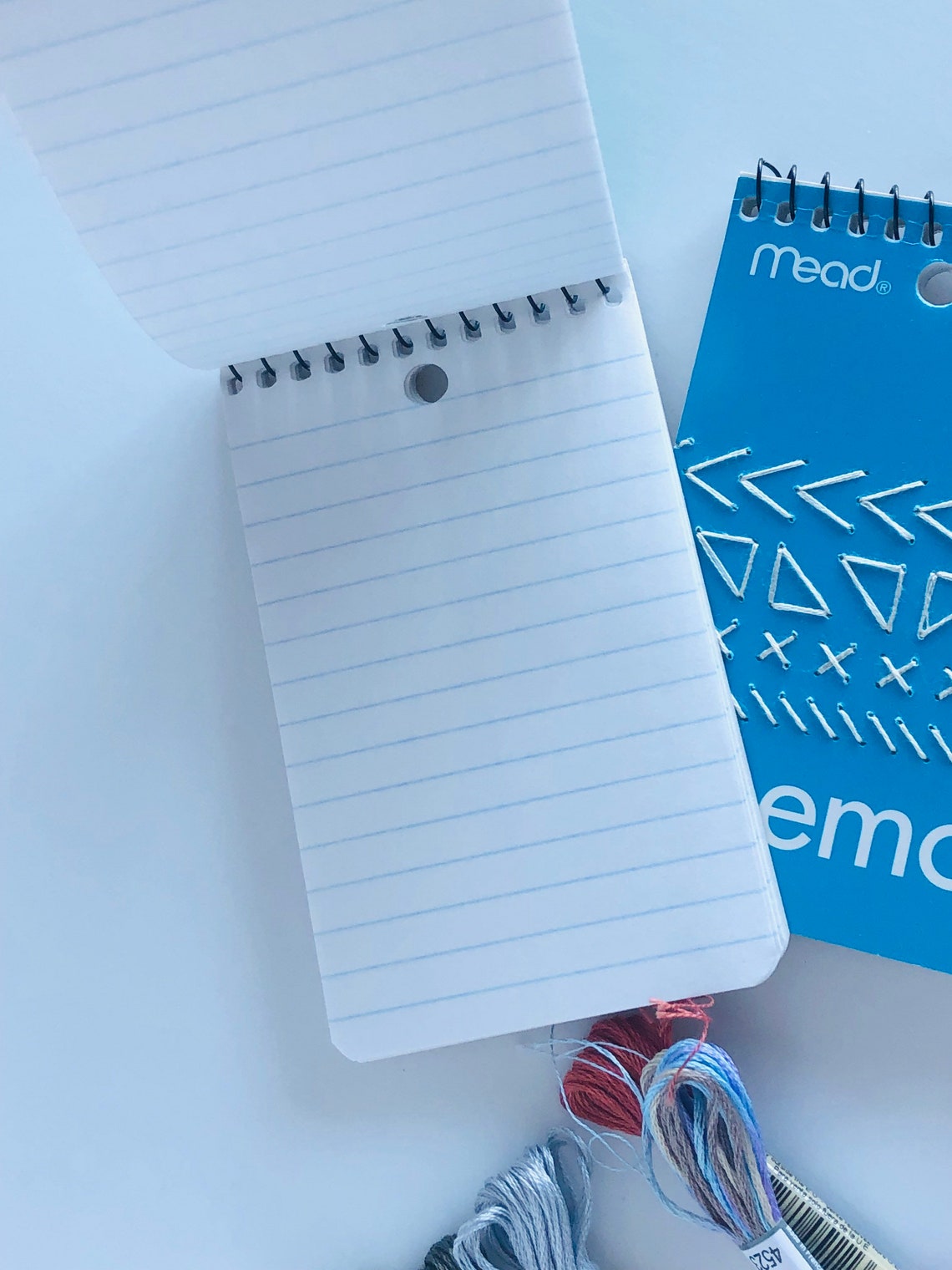 Set of Embroidered Memo Notebook Stitched Notepad Simple | Etsy