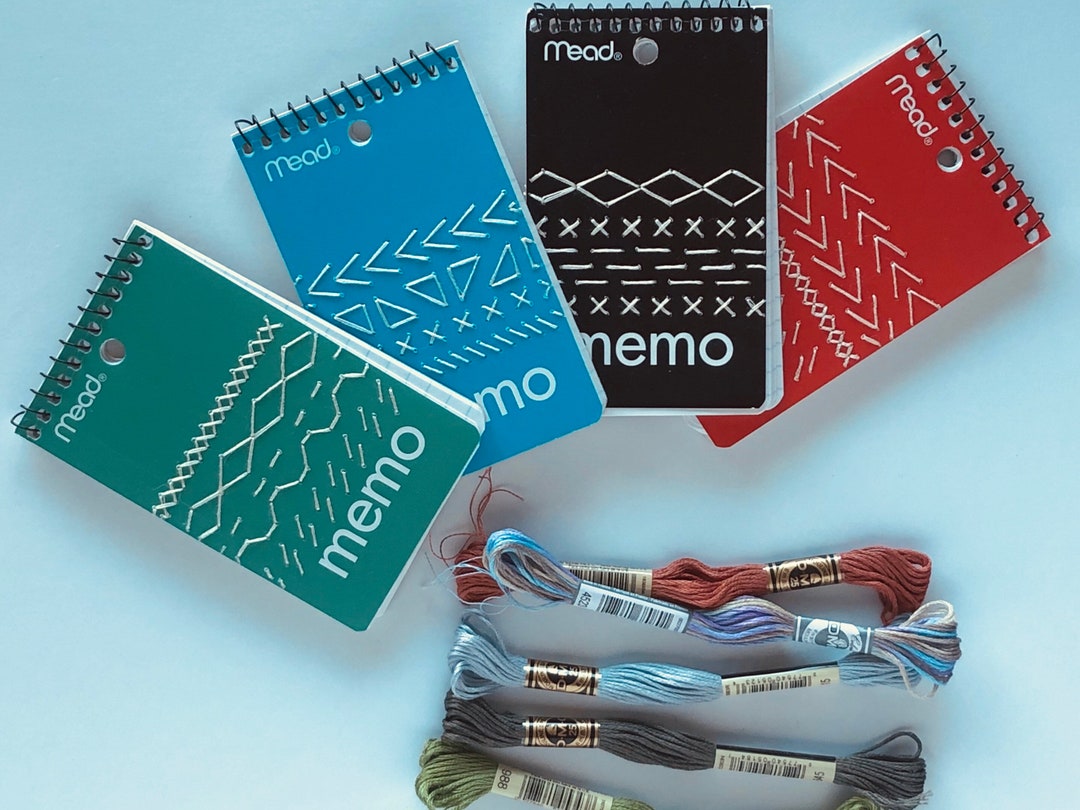 Set of Embroidered Memo Notebook Stitched Notepad Simple Notebook - Etsy