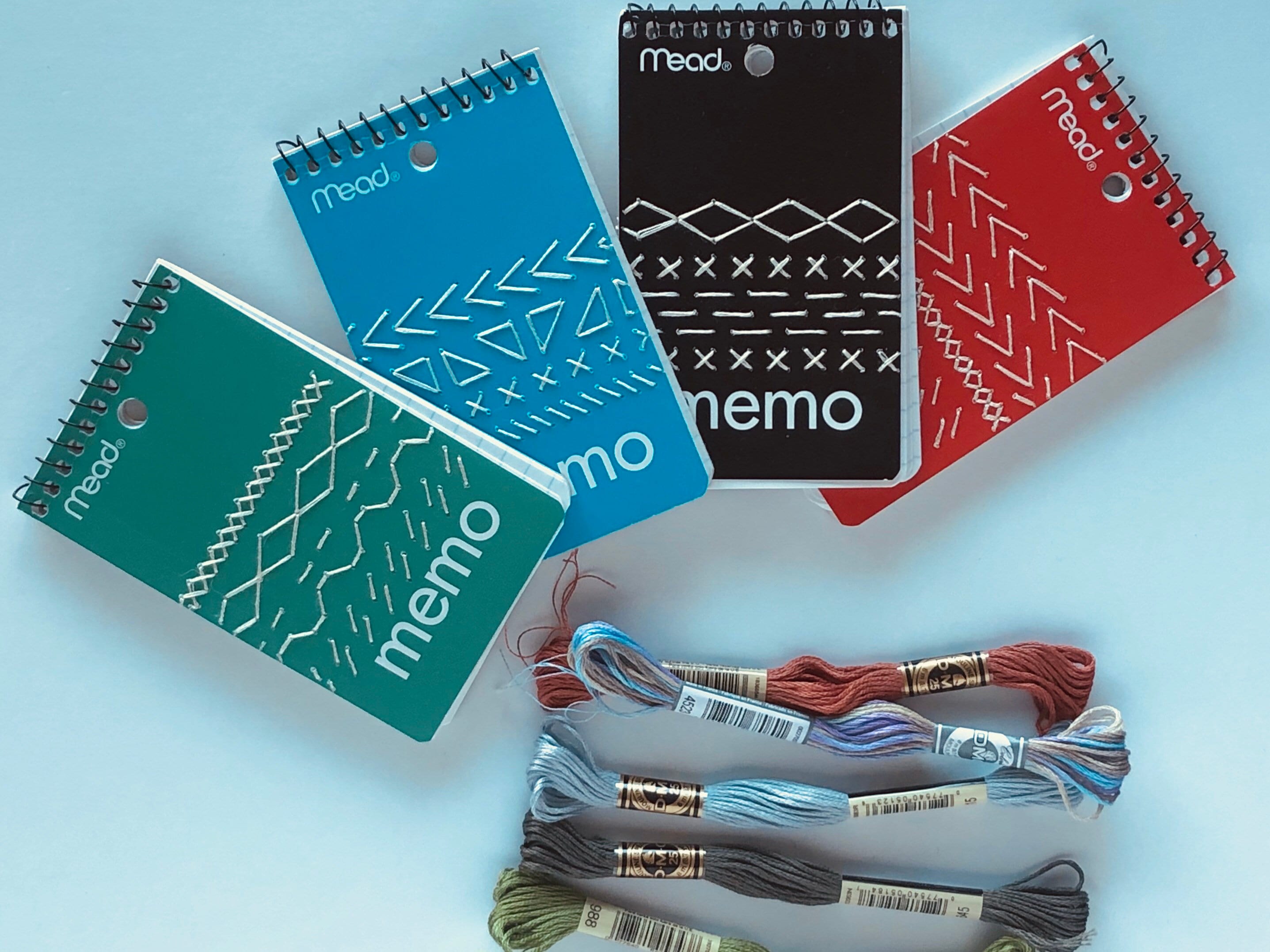 Set of Embroidered Memo Notebook Stitched Notepad Simple Notebook - Etsy