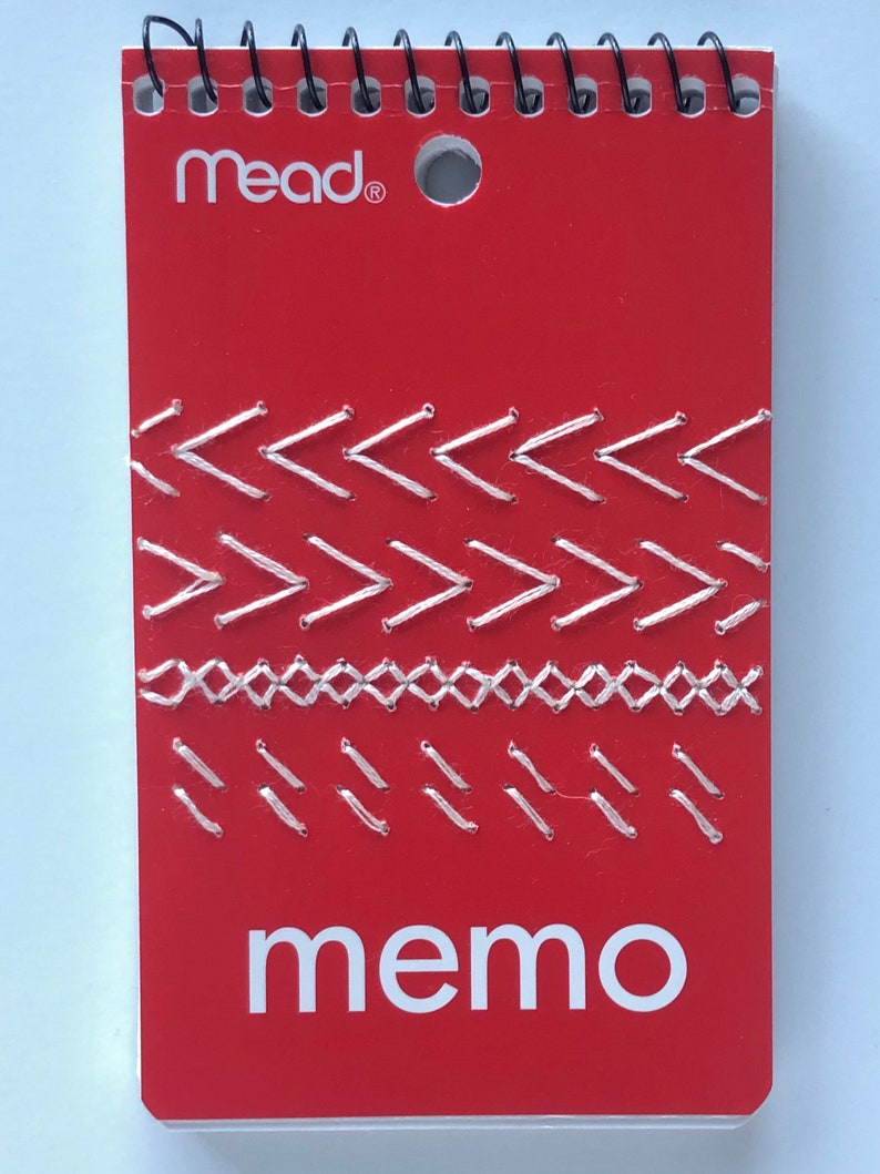 Set of Embroidered Memo Notebook Stitched Notepad Simple | Etsy