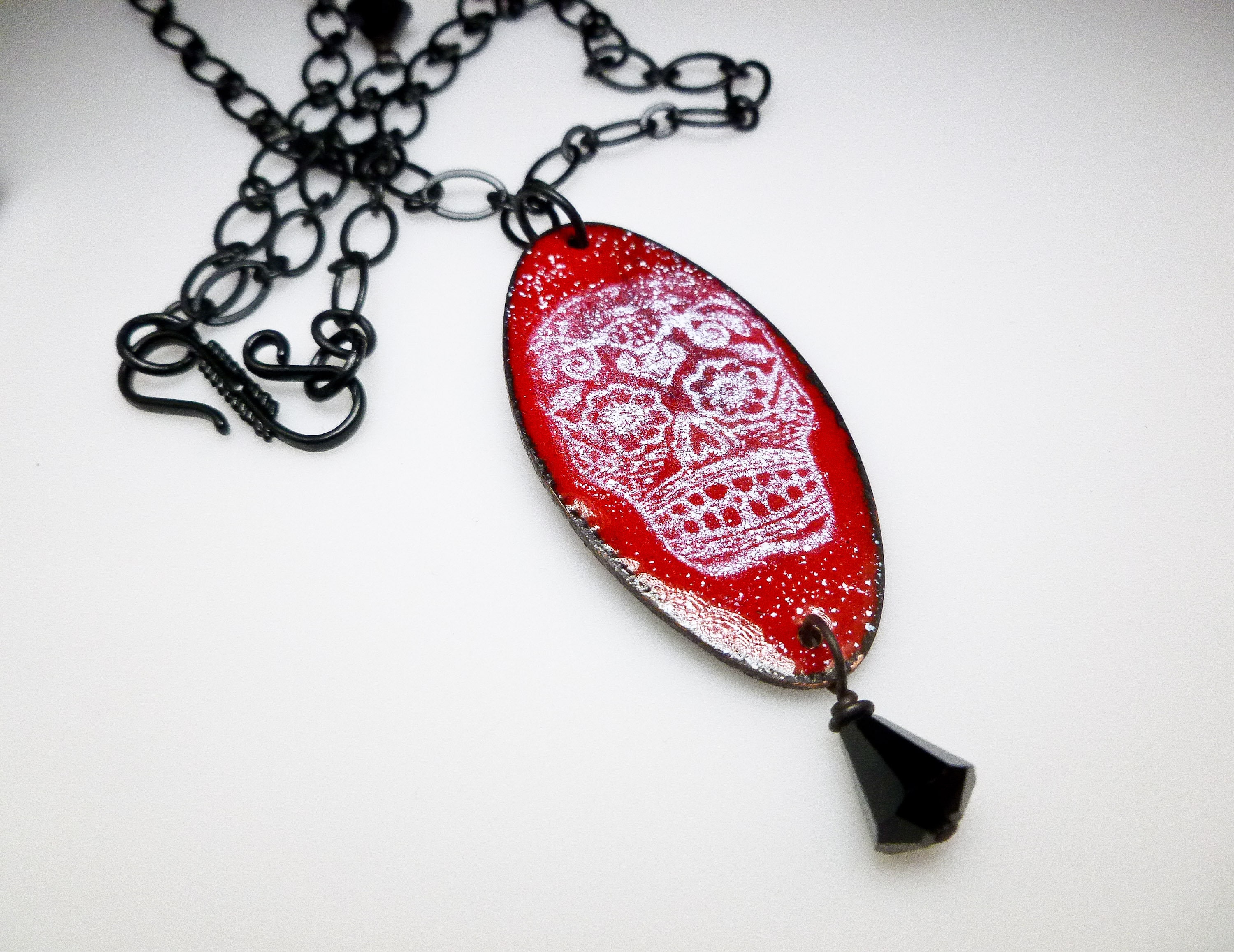 Enamel Sugar Skull Pendant. Red Enamel Sugar Skull Pendant With ...