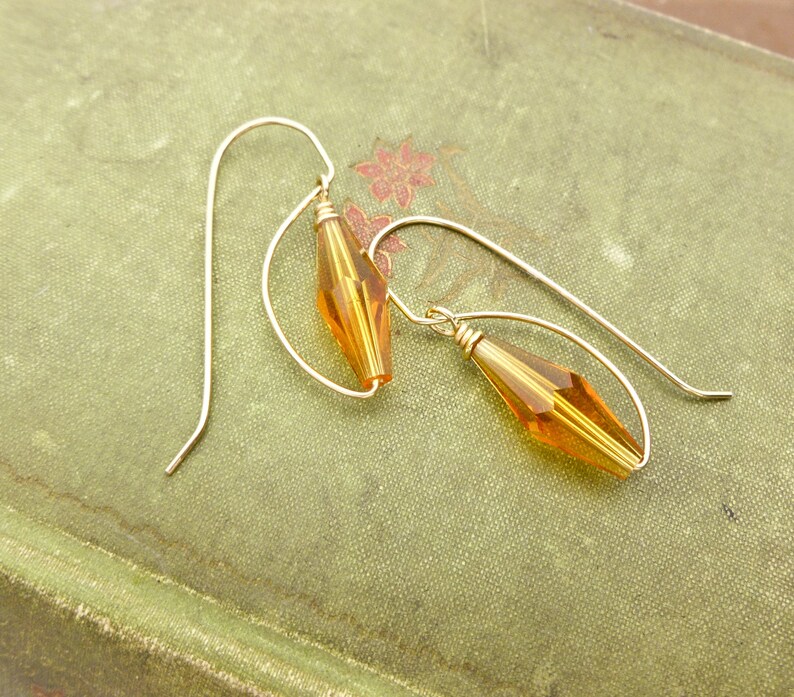 Vintage Topaz Swarovski Crystal Simple Style Earrings on Unique Hand ...