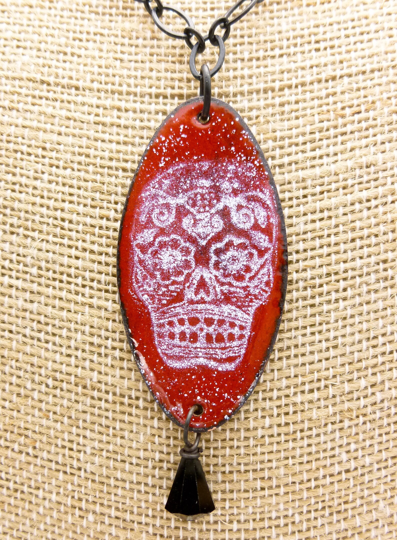 Enamel Sugar Skull Pendant. Red Enamel Sugar Skull Pendant With ...