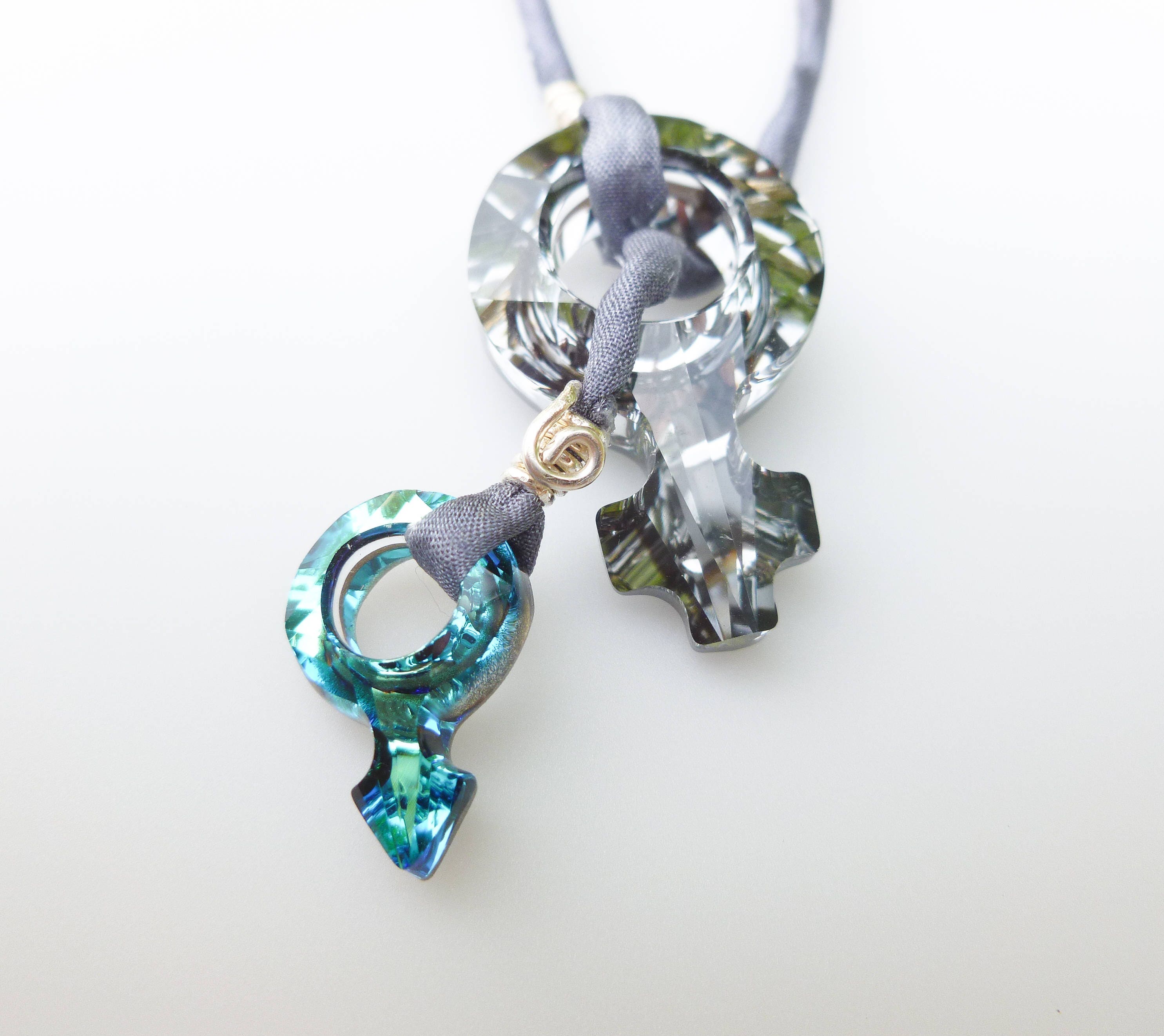Swarovski Crystal Female/male Symbol Choker. Gender Fluid Pendant ...