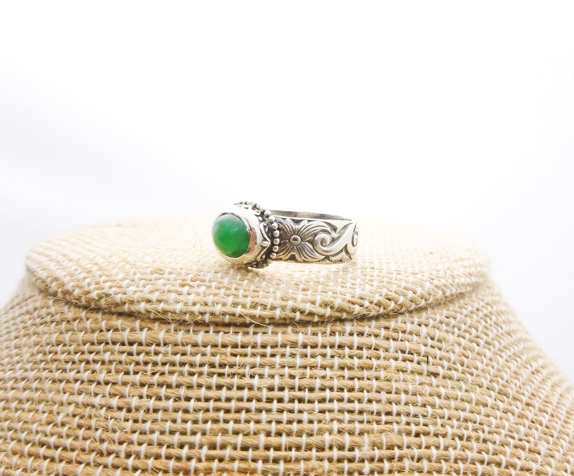 Amazonite Sterling Silver Ring in Scrolled Setting. Green Amazonite on ...