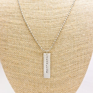 Hand Stamped "fearless" Pendant on Ball Chain. Sterling Silver Stamped ...