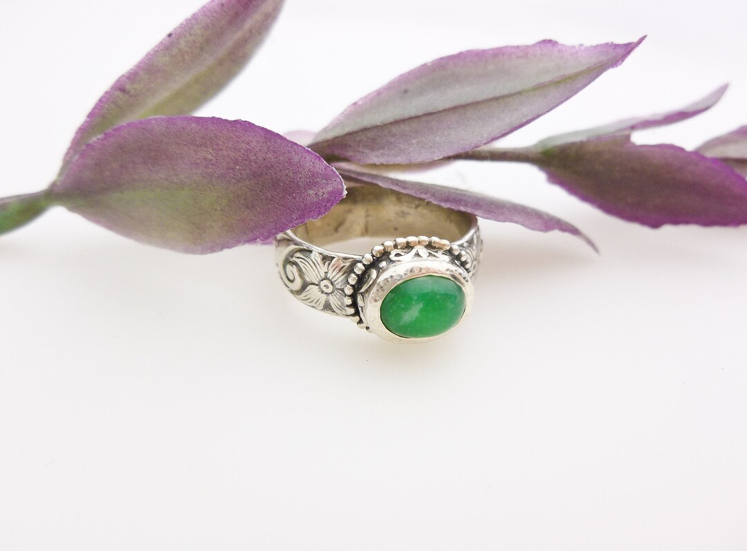 Amazonite Sterling Silver Ring in Scrolled Setting. Green Amazonite on ...