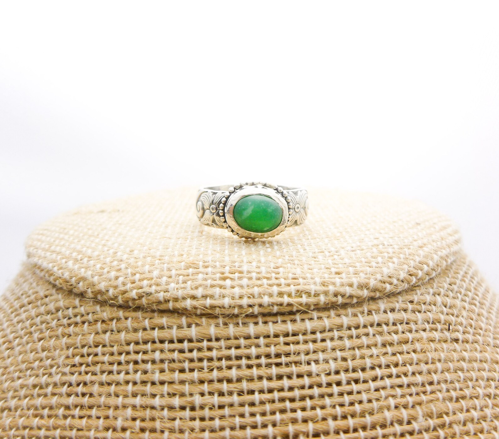 Amazonite Sterling Silver Ring in Scrolled Setting. Green Amazonite on ...