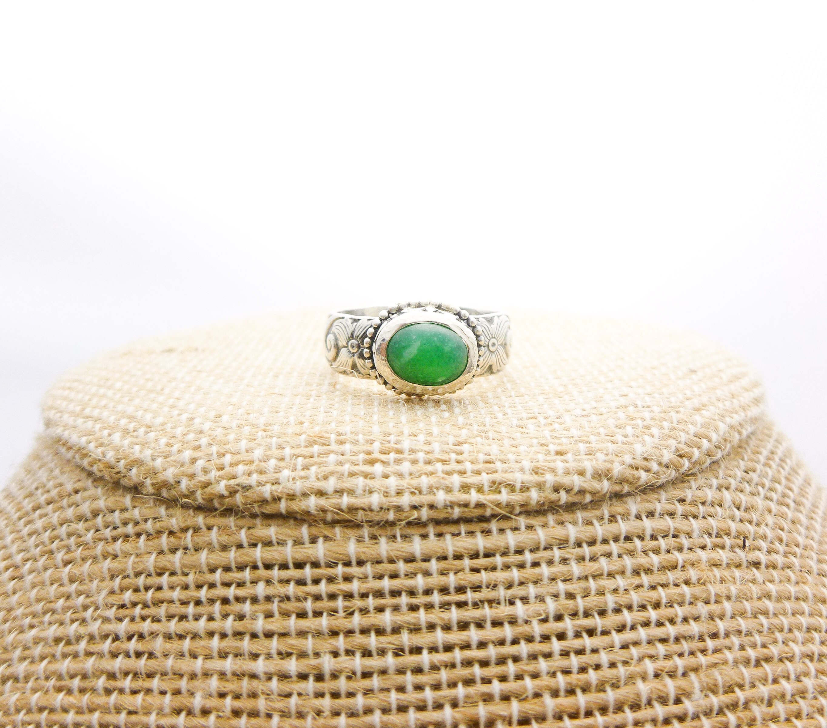 Amazonite Sterling Silver Ring in Scrolled Setting. Green Amazonite on ...