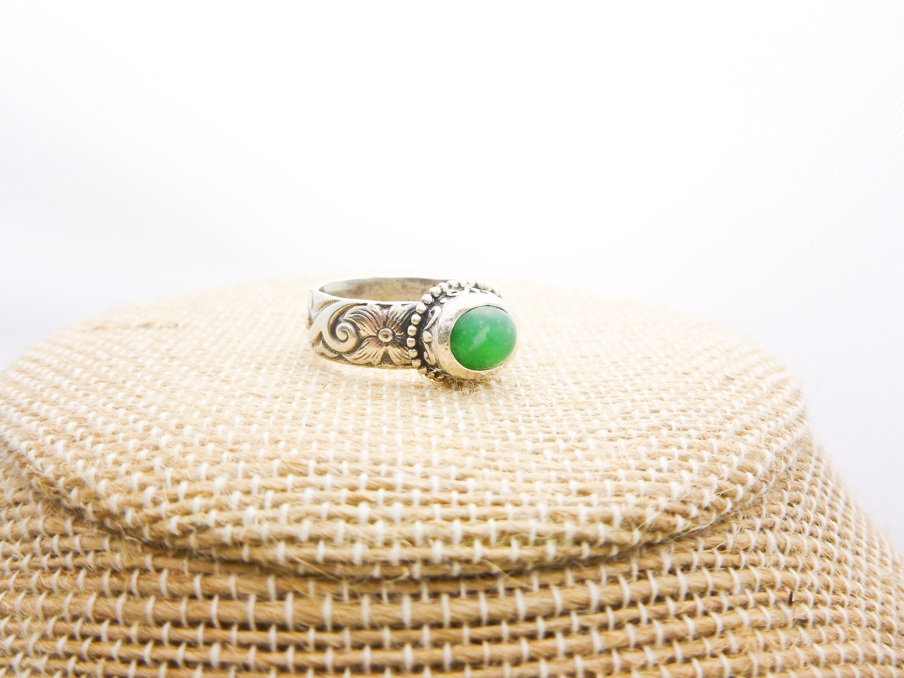 Amazonite Sterling Silver Ring in Scrolled Setting. Green Amazonite on ...