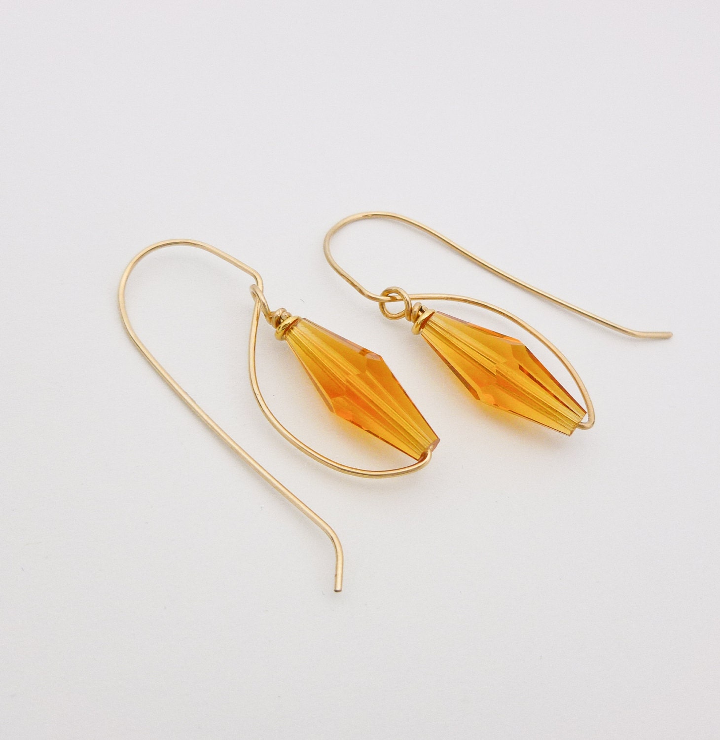 Vintage Topaz Swarovski Crystal Simple Style Earrings on Unique Hand ...