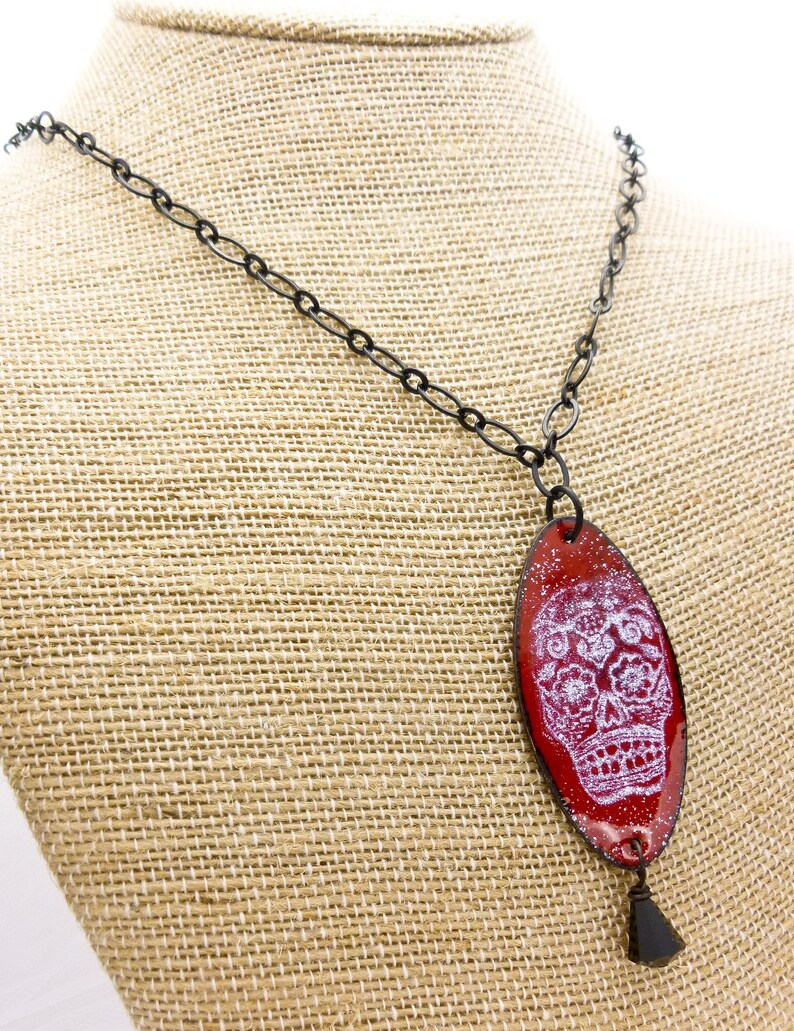 Enamel Sugar Skull Pendant. Red Enamel Sugar Skull Pendant With ...