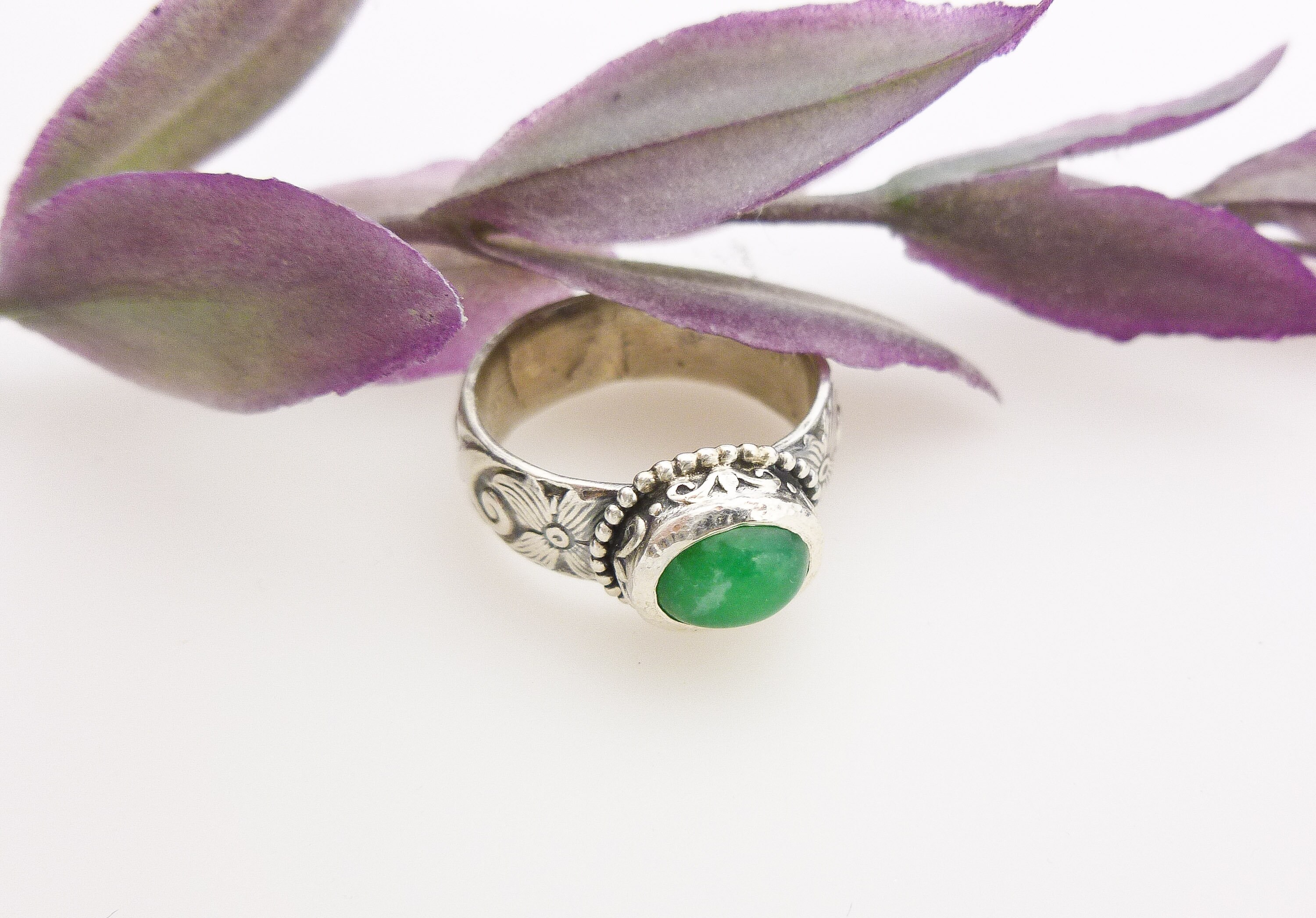 Amazonite Sterling Silver Ring in Scrolled Setting. Green Amazonite on ...