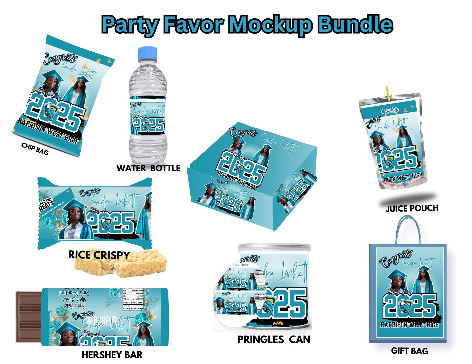 Turquoise Graduation Party Treats Canva Editable Template for Graduates ...