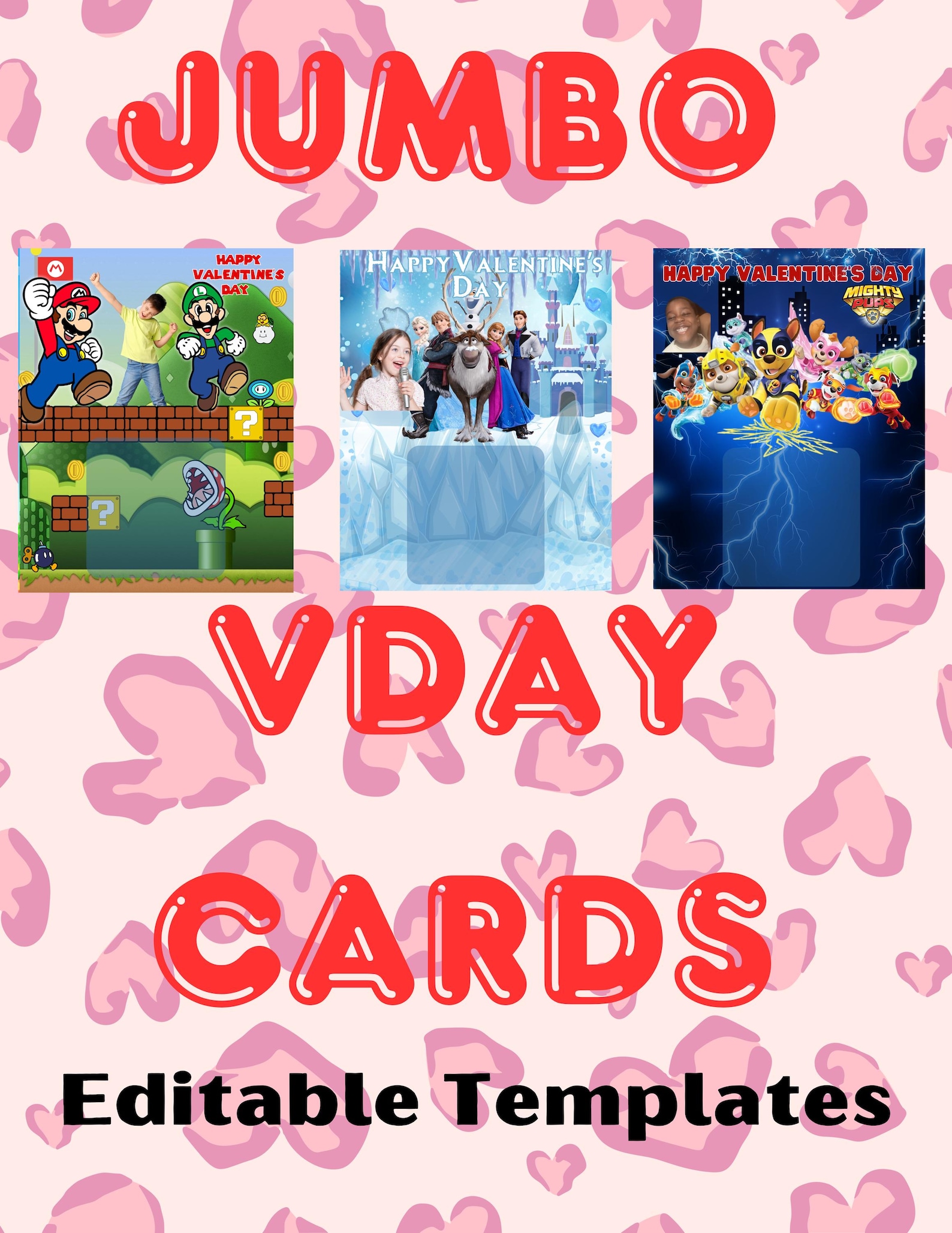 Jumbo Valentine's Day Cards Editable Templates for Crafters PLR, Diy ...