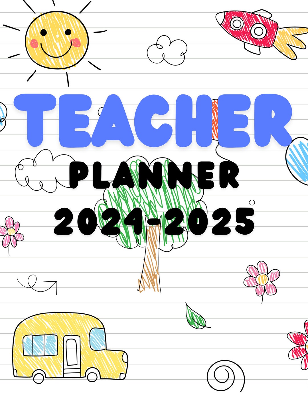 2024-2025 Teacher Planner,kid Drawings Theme, Planner for Teachers ...