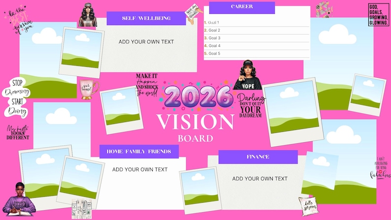 2026 Vision Board Template | Editable in Canva | Goal Setting ...