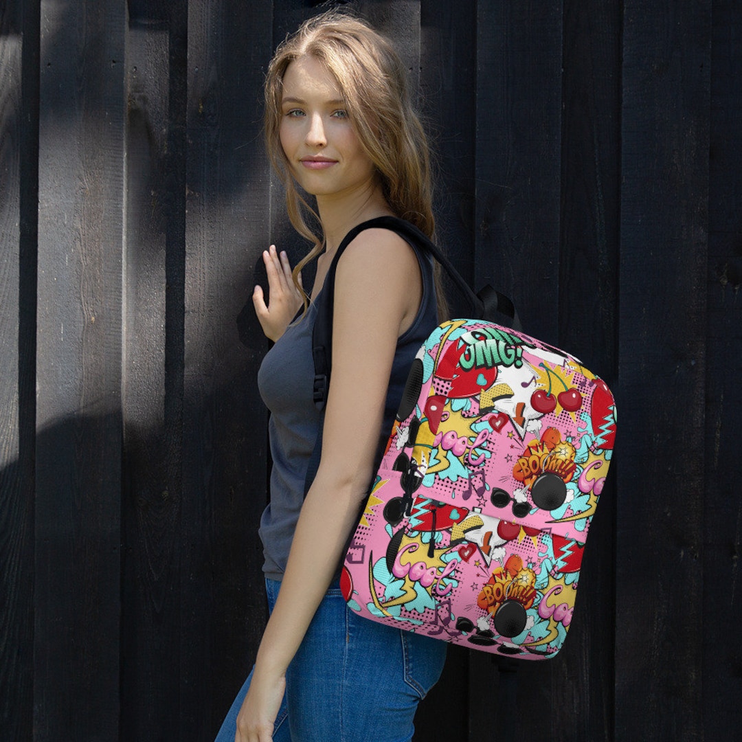 Pink Pop Art Backpack, Back to School, Laptop Bag - Etsy