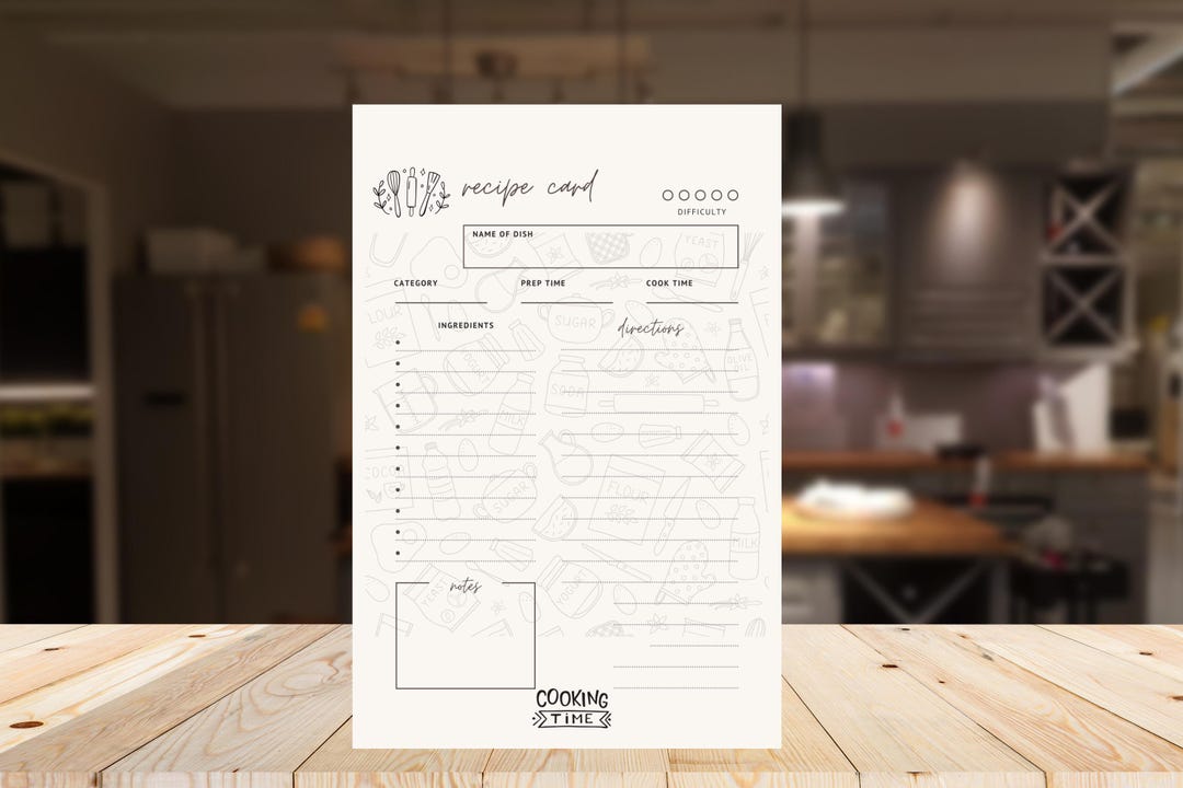 Printable Recipe Card Template Digital Planner Kitchen Organizer - Etsy ...