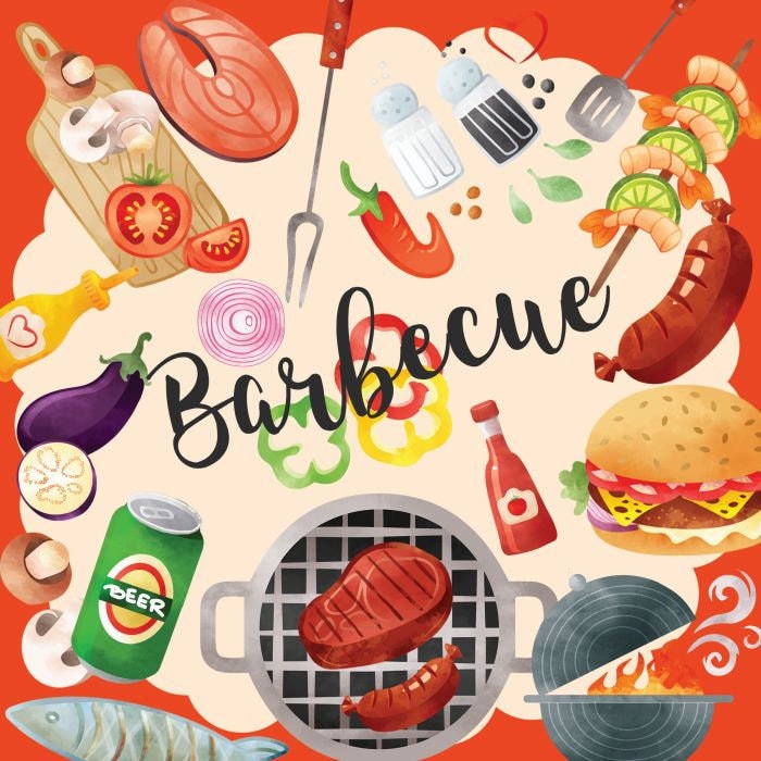 Barbecue Clipart: Summer Party BBQ Illustrations (PNG, Instant Download ...