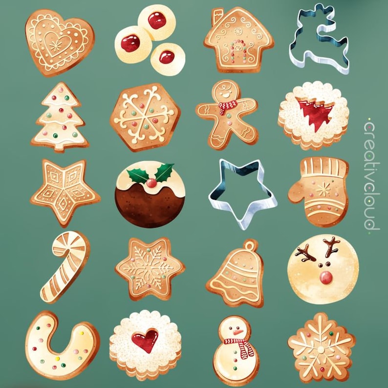 Watercolor Christmas Cookies Clipart - Christmas Gingerbread ...