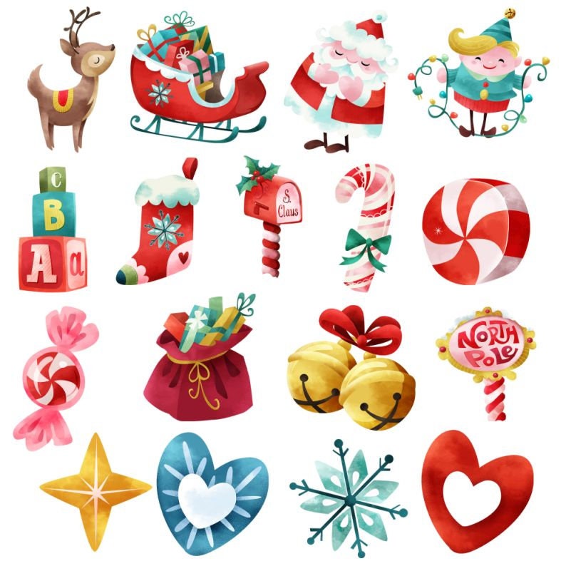 North Pole Christmas Clipart Illustration - Watercolor - Santa ...