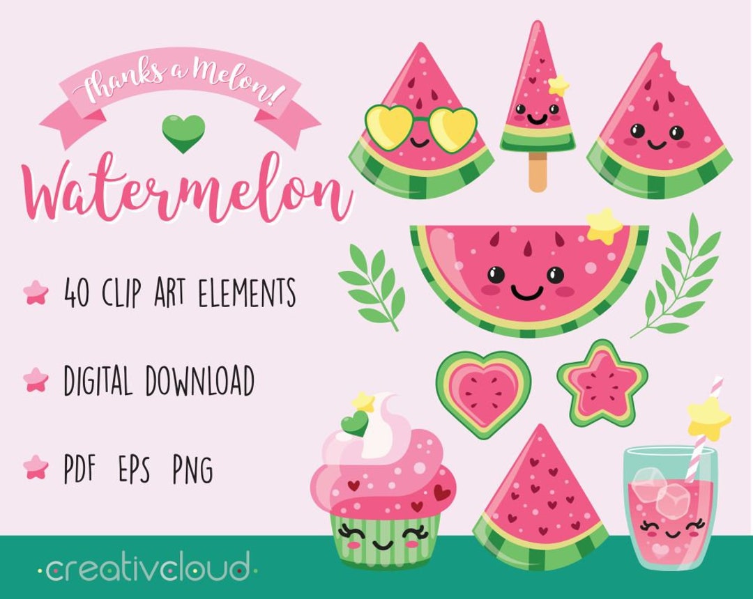 Watermelon Clipart Instant Download Watermelon Graphics - Etsy