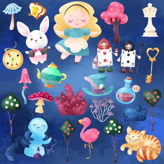 Watercolor Wonderland Clipart Alice's Adventures in | Etsy UK