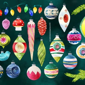 Vintage Christmas Decorations Clipart - Christmas Ornaments ...