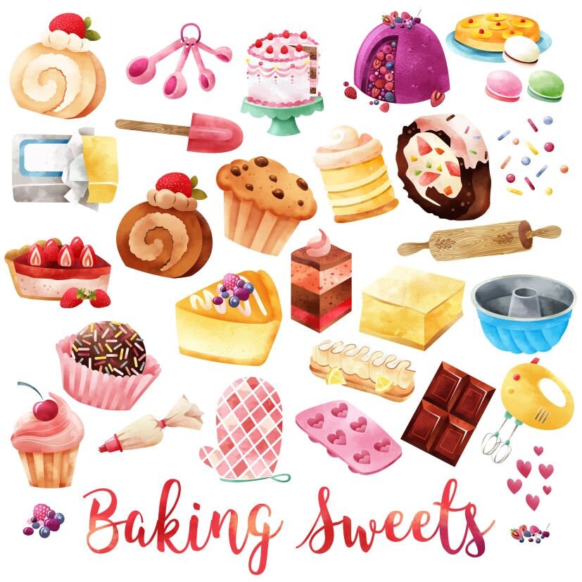 Baking Sweets Clipart Illustration - Cupcake - Strawberry Cake ...