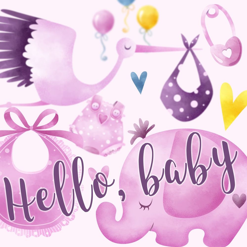 Pink Baby Girl Clipart: Newborn Illustration PNG (commercial Use) - Etsy