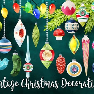 Vintage Christmas Decorations Clipart - Christmas Ornaments ...