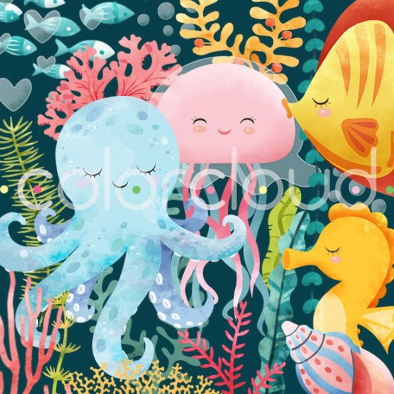 Ocean Life Clip Art: Sea Animals & Plants (PNG, Digital Download) - Etsy