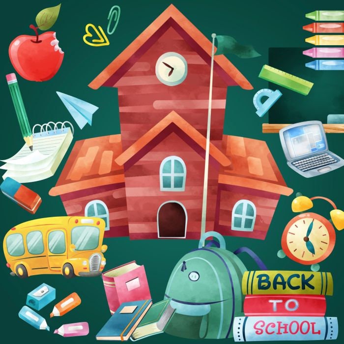 School Supplies Clipart: Back to School PNG Graphics (instant Download ...